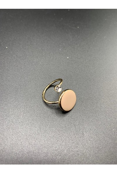 Bujiteri Dükkanı Krem Renk Yuvarlak ve Tek Taşlı Yüzük