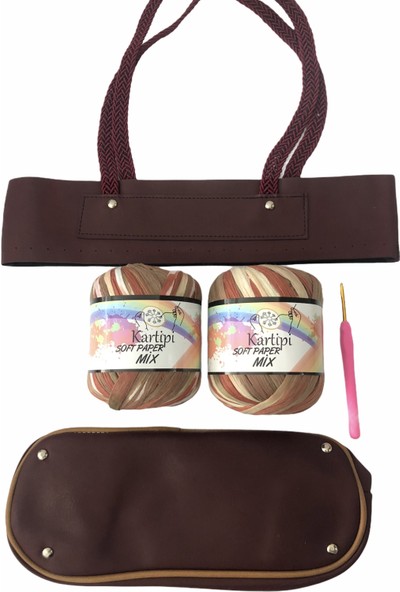 Yüncü Kız Örgü Kiti Kol Çantası Bordo-1