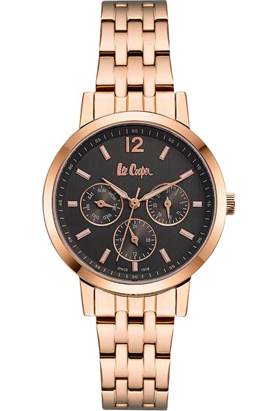 Lee Cooper Siyah Rose-Gold Çelik Kordonlu Şık Kadın Kol Saati LC06956.560
