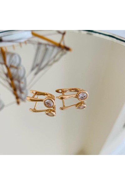 Stainless Steel Tek Taş Temalı Çelik Küpe