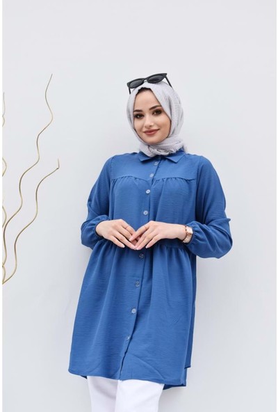 Gömlekli Tunik 2427 - Indigo - Xxl