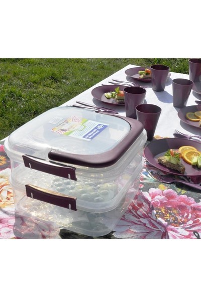 Katlı Piknik Seti Mürdüm Katlı Piknik Seti Mürdüm