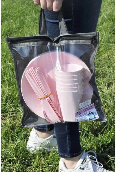 Çantalı Piknik Seti Pembe 30 Parça Çantalı Piknik Seti Pembe 30 Parça