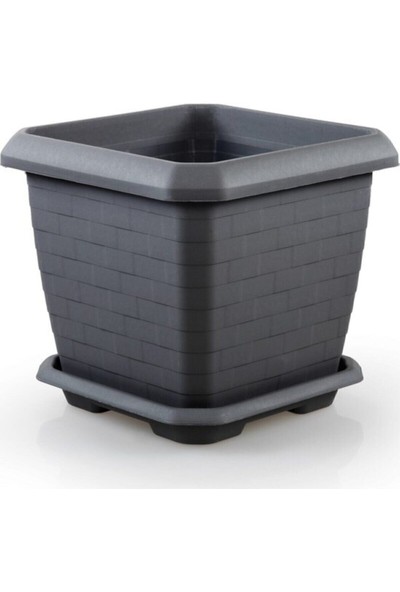 Ucuzzavm Hisar Kare Saksı 25,5 Lt Antrasit Gri