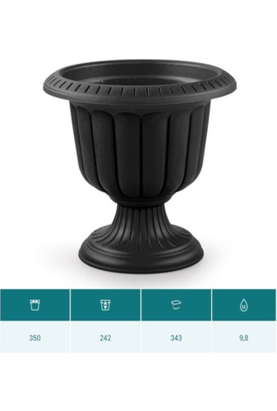 Ucuzzavm Nergiz Saksı Antrasit Dekoratif Saksı 9.8 Lt
