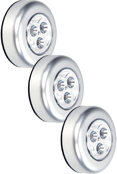 3 Adet Kablosuz Spot Pilli Dokunmatik LED Lamba 3 Ledli Dolap Lambası 3 Adet Kablosuz Spot Pilli Dokunmatik LED Lamba 3 Ledli Dolap Lambası