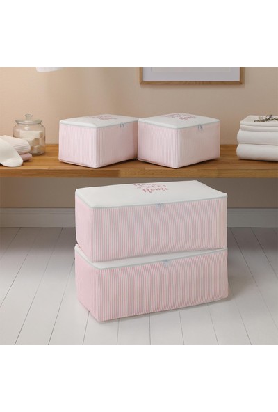 Ocean Home Kulpsuz Pembe Çizgili Hurç 4'lü Set Ocean Home Kulpsuz Pembe Çizgili Hurç 4'lü Set