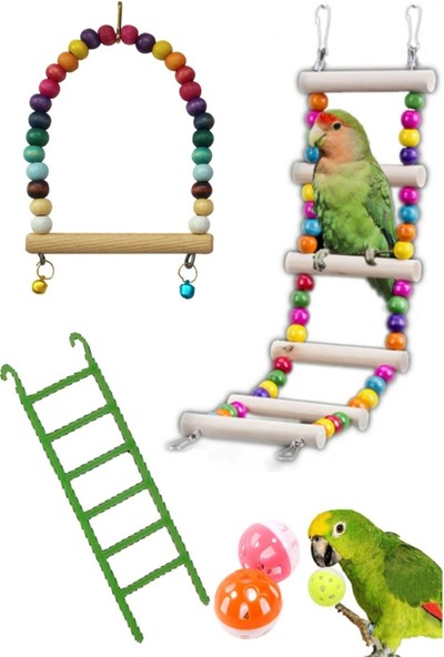 Pamepaw Muhabbet Kuşu ve Papağanlar Için Salıncak Oyuncak Seti 4'lü Pamepaw Muhabbet Kuşu ve Papağanlar Için Salıncak Oyuncak Seti 4'lü
