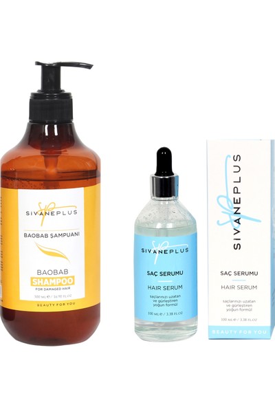Sivane Plus Baobab Şampuanı 500 ml + Saç Serumu 100 ml Sivane Plus Baobab Şampuanı 500 ml + Saç Serumu 100 ml