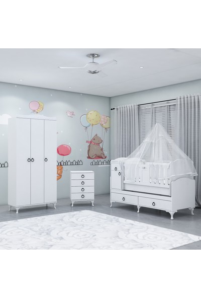 Garaj Home Sude Asansörlü Yıldız 3 Kapaklı Bebek Odası Takımı -Kombinli-Uyku Seti-Beyaz Garaj Home Sude Asansörlü Yıldız 3 Kapaklı Bebek Odası Takımı -Kombinli-Uyku Seti-Beyaz