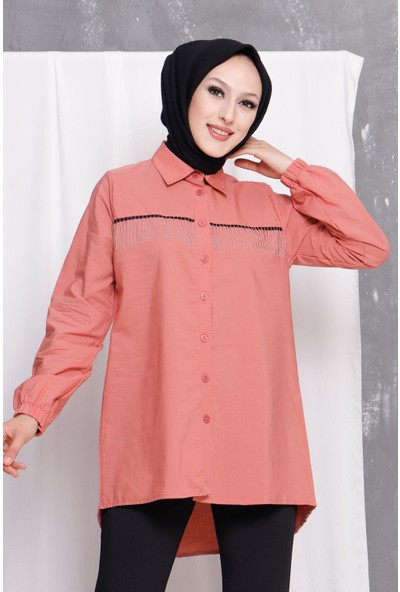 İmaj Butik Zincir Püskül Detaylı Tesettür Gömlek/yavruağzı İmaj Butik Zincir Püskül Detaylı Tesettür Gömlek/yavruağzı