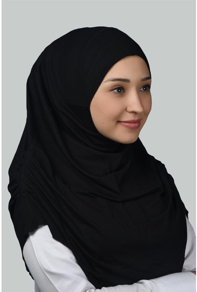 Al-Tobeh Desen Lastikli Pratik Eşarp - Siyah Al-Tobeh Desen Lastikli Pratik Eşarp - Siyah