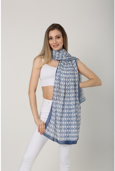 Luminos Butik Kadın Lacivert Nazar Boncuğu Desenli Şal - Pareo