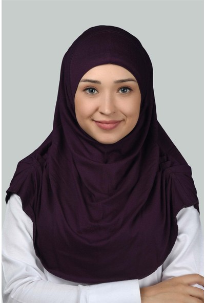 Al-Tobeh Desen Lastikli Pratik Eşarp - Mürdüm Al-Tobeh Desen Lastikli Pratik Eşarp - Mürdüm
