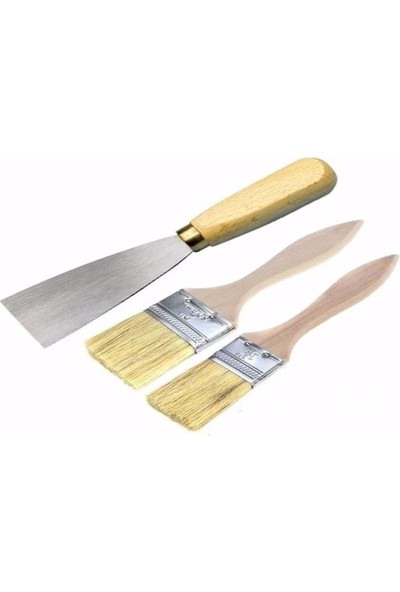 Züka 3'lü Ahşap Saplı Duvar Boya Fırçası Seti