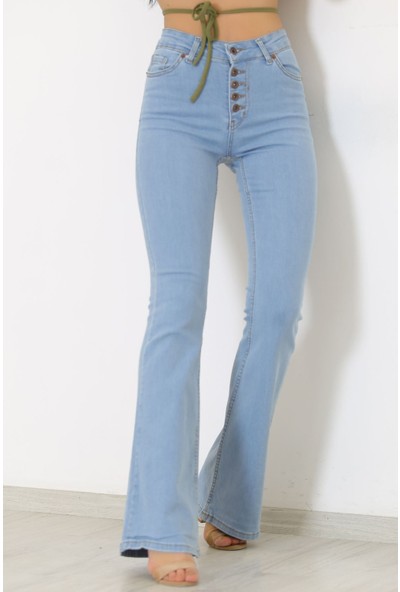 Ispanyol Paça Kot Pantolon Buzmavi - Ispanyol Paça Kot Pantolon Buzmavi -