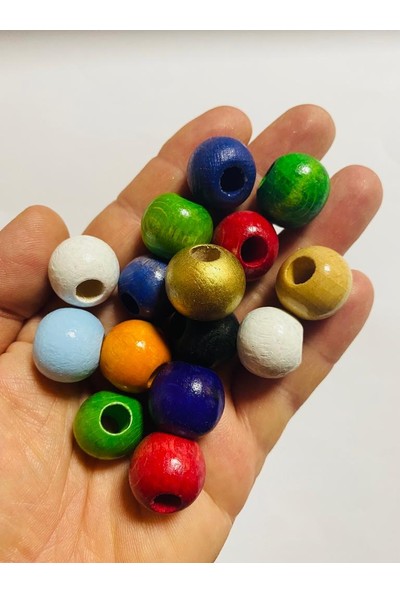 İzmir Bitpazarı 20 mm Karışık Renkli Ahşap Boncuk - 40 Adet İzmir Bitpazarı 20 mm Karışık Renkli Ahşap Boncuk - 40 Adet