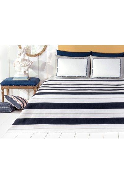 Madame Coco Chant Çift Kişilik Baskılı Pike Takımı - Lacivert