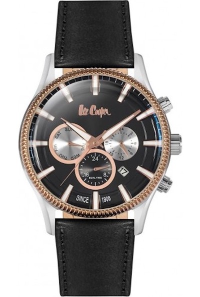 Lee Cooper Siyah Deri Kordonlu Şık Erkek Kol Saati) LC06244.551