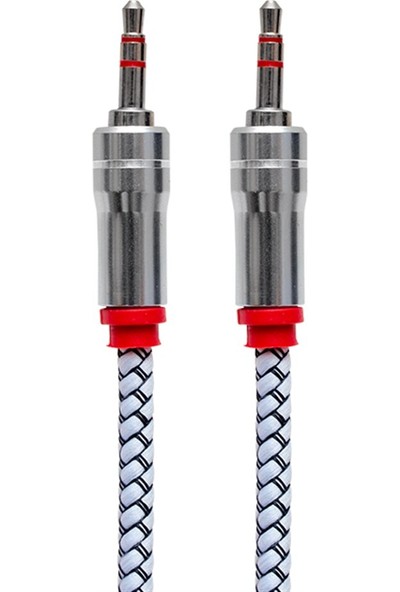 Powermaster 3.5 mm Stereo Erkek/erkek Metal Başlık Örgülü Aux Stereo Kablo 1.5 Metre Powermaster 3.5 mm Stereo Erkek/erkek Metal Başlık Örgülü Aux Stereo Kablo 1.5 Metre
