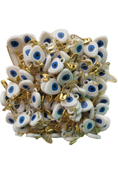 Alya Süs Nazar Boncuğu Çengel Iğneli Beyaz 100 Adet