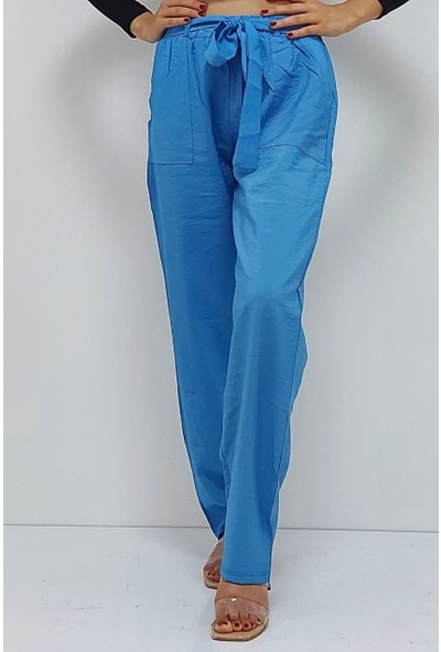 Daha Yok Mu Önden Bağlamalı Pantolon Mavi