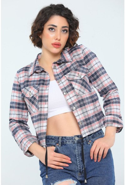 Daha Yok Mu Çift Cepli Ekose Desenli Alt Ipli Gömlek Pudra Daha Yok Mu Çift Cepli Ekose Desenli Alt Ipli Gömlek Pudra