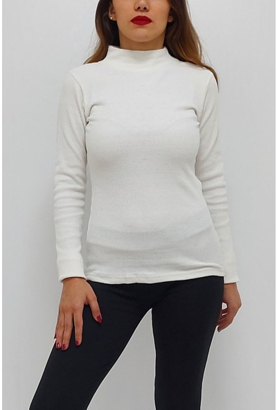 Amazeus Yarım Boğazlı Bluz Beyaz Amazeus Yarım Boğazlı Bluz Beyaz