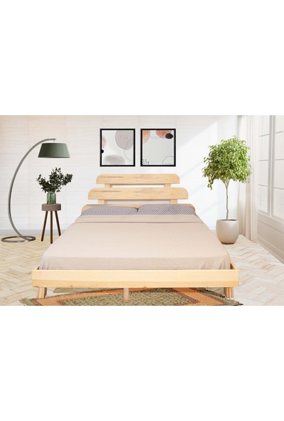 Alp Marina Lotus x Doğal Çam Masif Ahşap Karyola