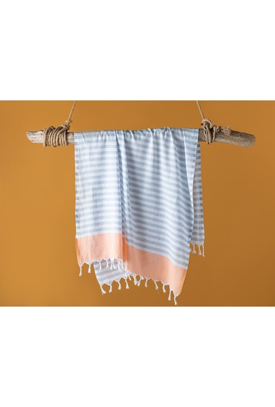 English Home Candy Pamuklu Çizgili Peştamal 90X150 cm Turuncu-Mavi