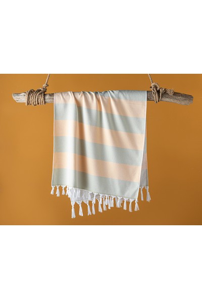 English Home Bold Stripe Pamuklu Tek Yüz Plaj Havlusu 75 x 150 cm Sarı - Yeşil