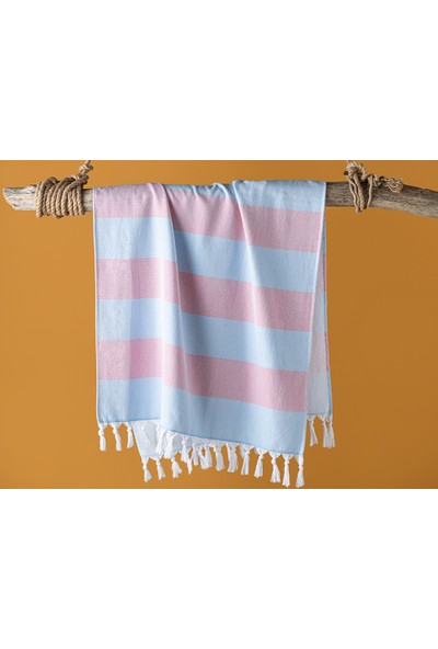 English Home Bold Stripe Pamuklu Tek Yüz Plaj Havlusu 75 x 150 cm Mavi - Pembe
