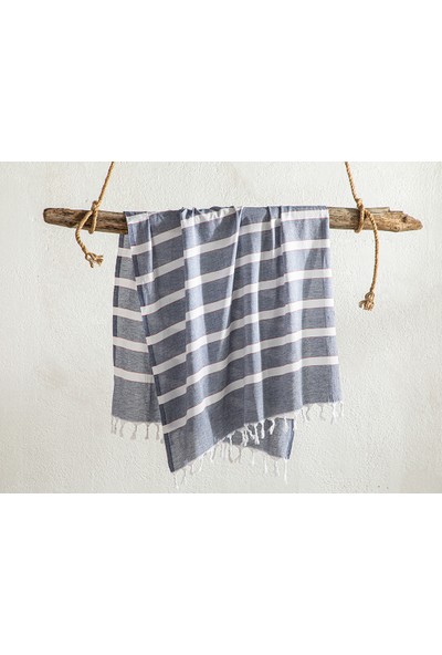 English Home Merisa Pamuklu Çizgili Peştamal 90X150 cm Lacivert