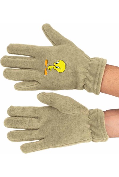 Rowalsi Tweety Baskılı Kışlık Uzun Polar Eldiven BLL248