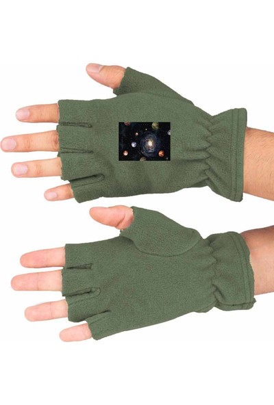 Rowalsi Galaksi Baskılı Kışlık Kesik Polar Eldiven BLL559