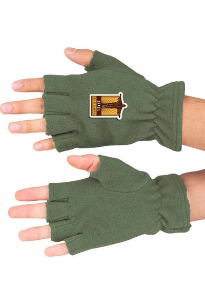 Rowalsi Brazil Baskılı Kışlık Kesik Polar Eldiven BLL2210