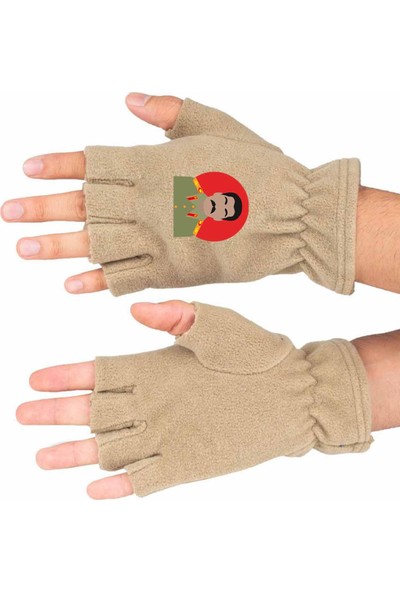 Rowalsi Joseph Stalin Baskılı Kışlık Kesik Polar Eldiven BLL938 Rowalsi Joseph Stalin Baskılı Kışlık Kesik Polar Eldiven BLL938