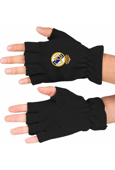 Real Madrid Baskılı Kışlık Kesik Polar Eldiven BLL1269