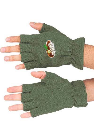 Rowalsi Lahmacun Baskılı Kışlık Kesik Polar Eldiven BLL1422