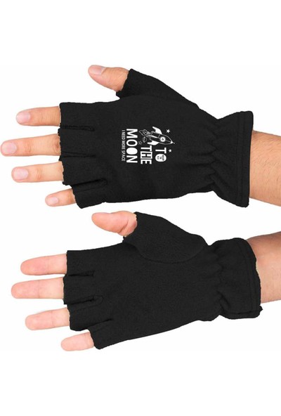 Rowalsi To The Moon Baskılı Kışlık Kesik Polar Eldiven BLL1900