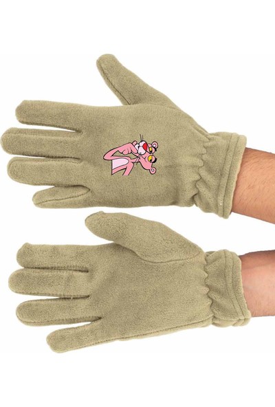Rowalsi Pembe Panter Baskili Kişlik Uzun Polar Eldiven BLL3379