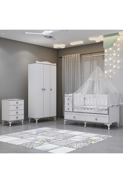 Garaj Home Alya Gri Yıldız 3 Komodin Bebek Odası - Yatak Uyku Seti Kombinli-Uyku Seti-Mavi Garaj Home Alya Gri Yıldız 3 Komodin Bebek Odası - Yatak Uyku Seti Kombinli-Uyku Seti-Mavi