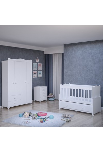Garaj Home Elegant Yıldız 4 Kapaklı Bebek Odası Takımı-