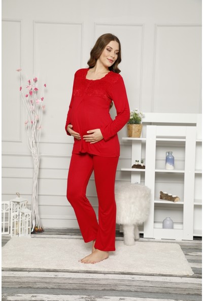 Comfort Mood Düğmeli ve Bel Ayarlı Hamile Pijama Takımı