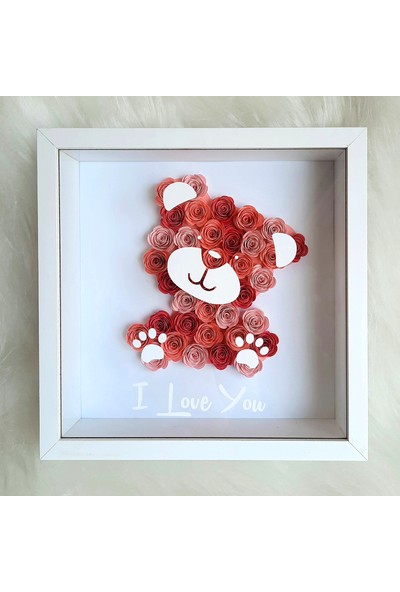 Ahşap Çerçeve Duvar Süsü Tedy Bear 30 x 30 cm