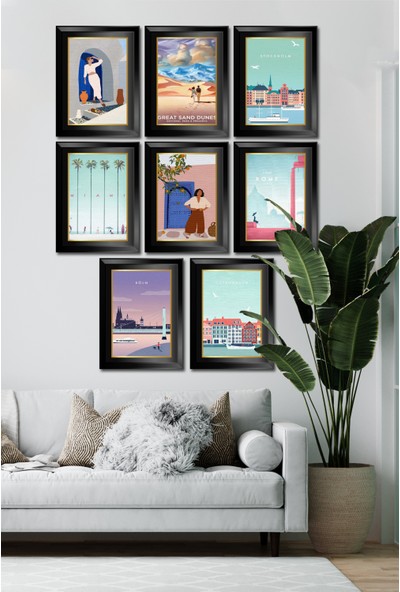 Cadran 8 Parçalı Çerçeve Görünümlü Mdf Tablo Seti SMN046