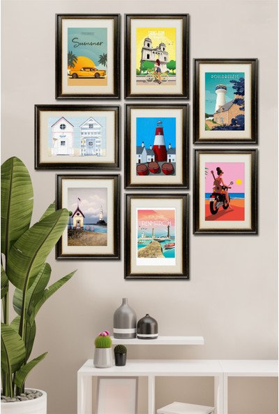 Cadran 8 Parçalı Çerçeve Görünümlü Mdf Tablo Seti SMN052