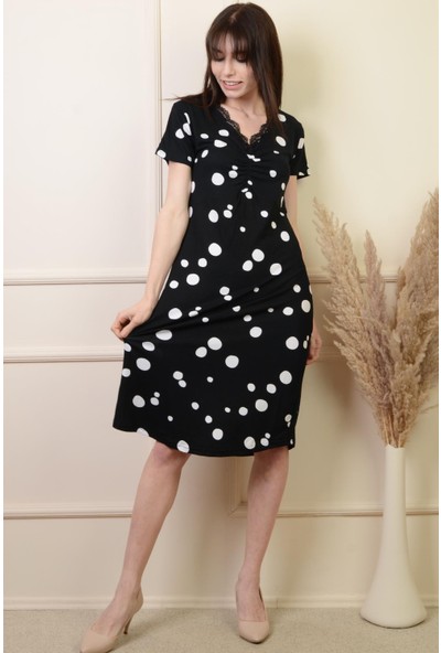 Pınkmark Kadın Siyah V Yaka Dantel Detaylı Puanlı Salaş Büyük Beden Elbise PMEL25484 Pınkmark Kadın Siyah V Yaka Dantel Detaylı Puanlı Salaş Büyük Beden Elbise PMEL25484