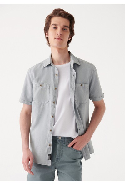 Mavi Çift Cepli Mavi Gömlek