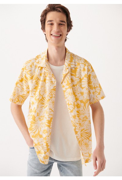 Mavi Tek Cepli Sarı Gömlek